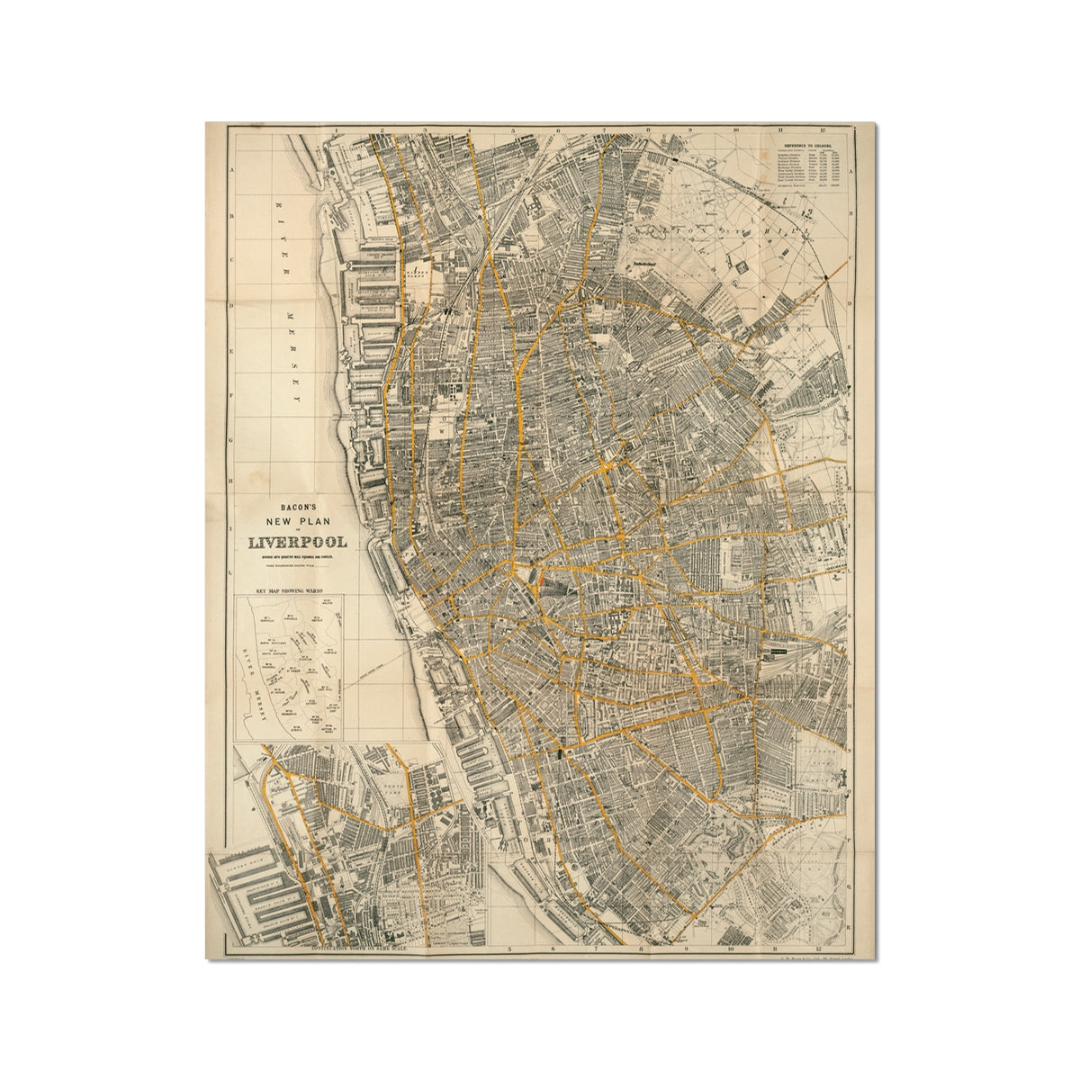 Bacon's New Plan of Liverpool, 1910 - old map of Liverpool print ...