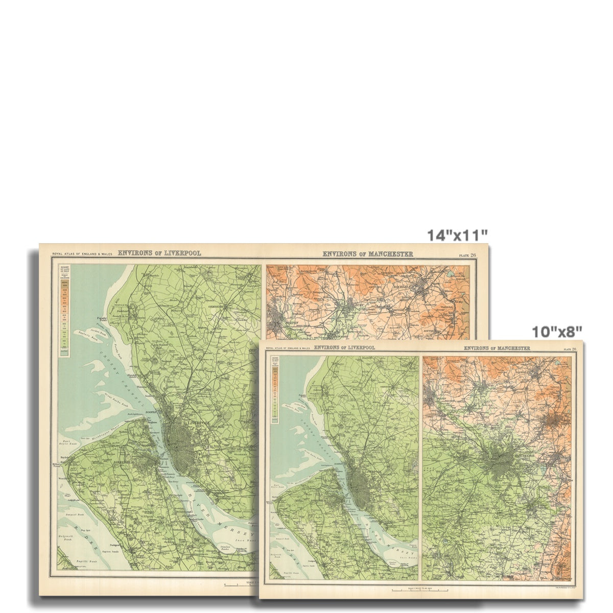 Environs of Liverpool & Manchester, 1898 - old map of Liverpool print ...