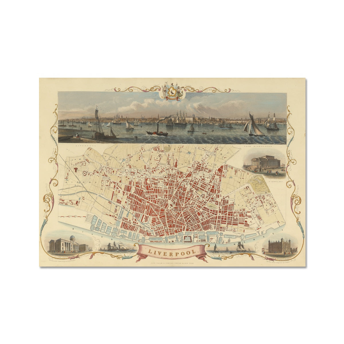 Tallis, Liverpool, 1851 - old map of Liverpool print – Historic Liverpool