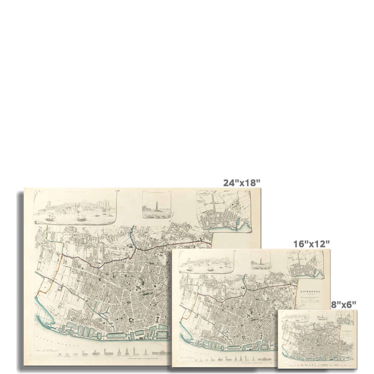Society for Diffusion of Useful Knowledge, 1849 - old map of Liverpool ...