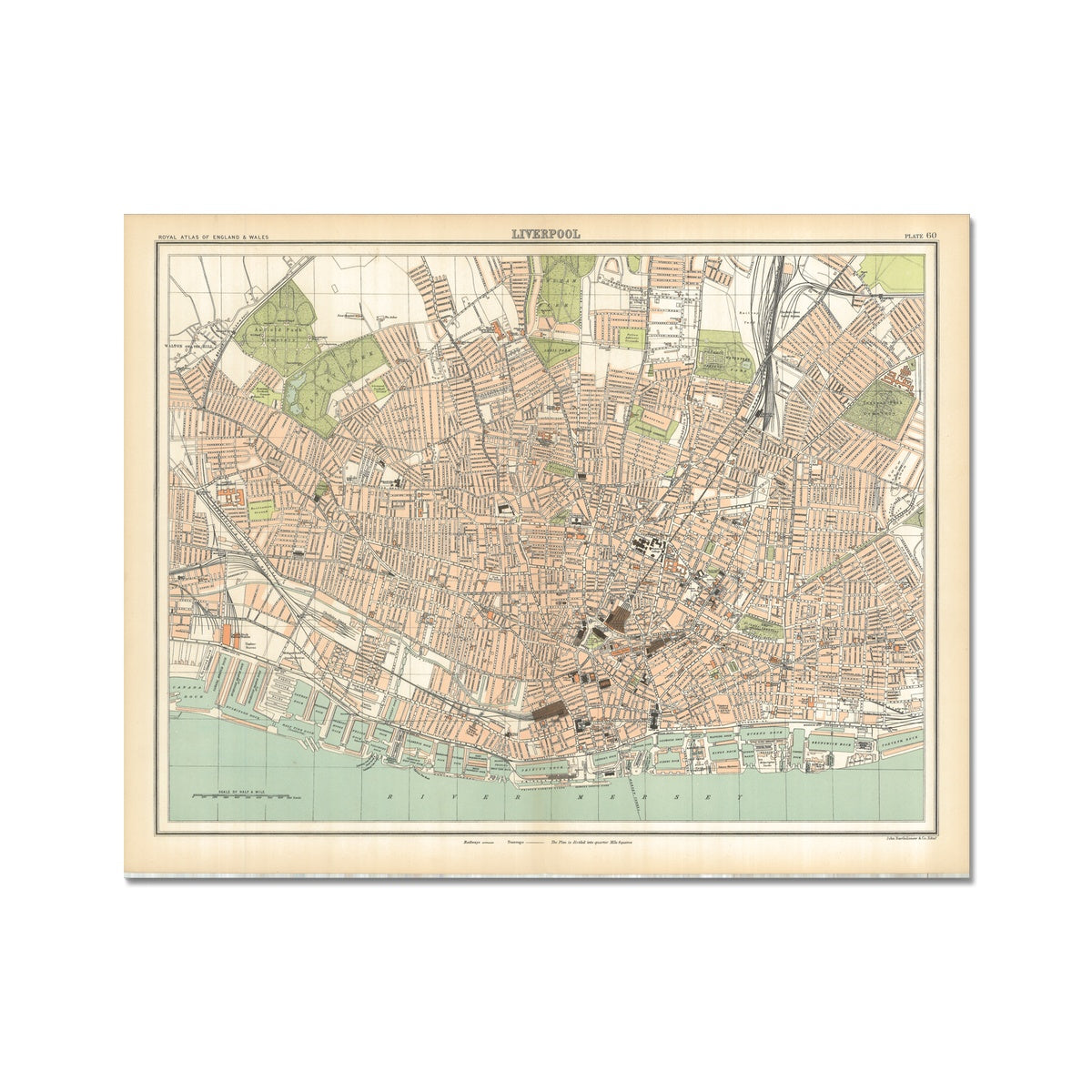 Royal Atlas Plan of Liverpool, 1898 - old map of Liverpool print ...